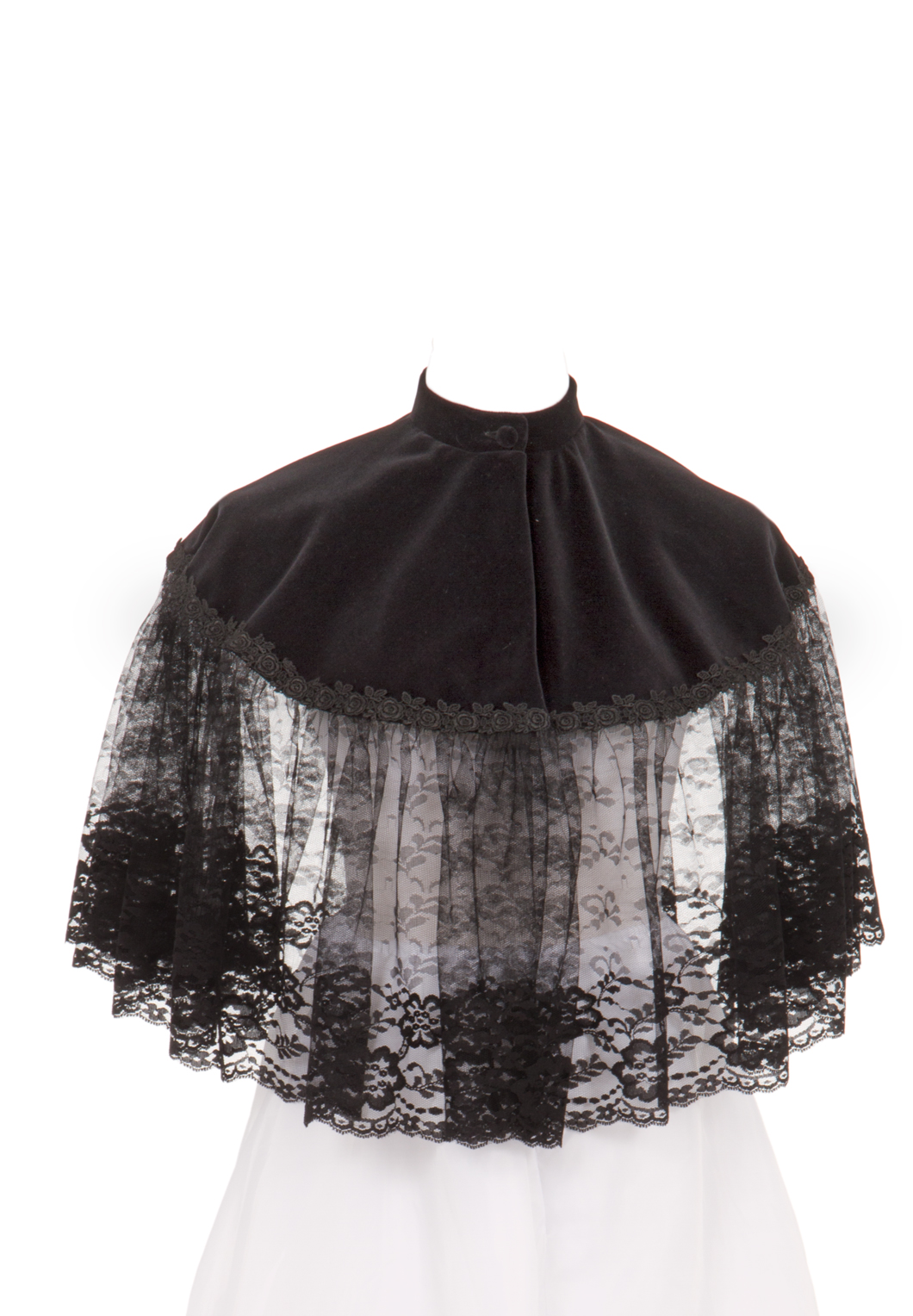 Victorian Velvet Lace Ruffled Cape | Recollections
